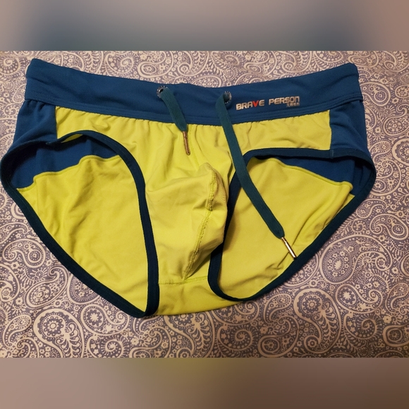 Swim | Brave Person Blue And Yellow Swim Briefs | Poshmark